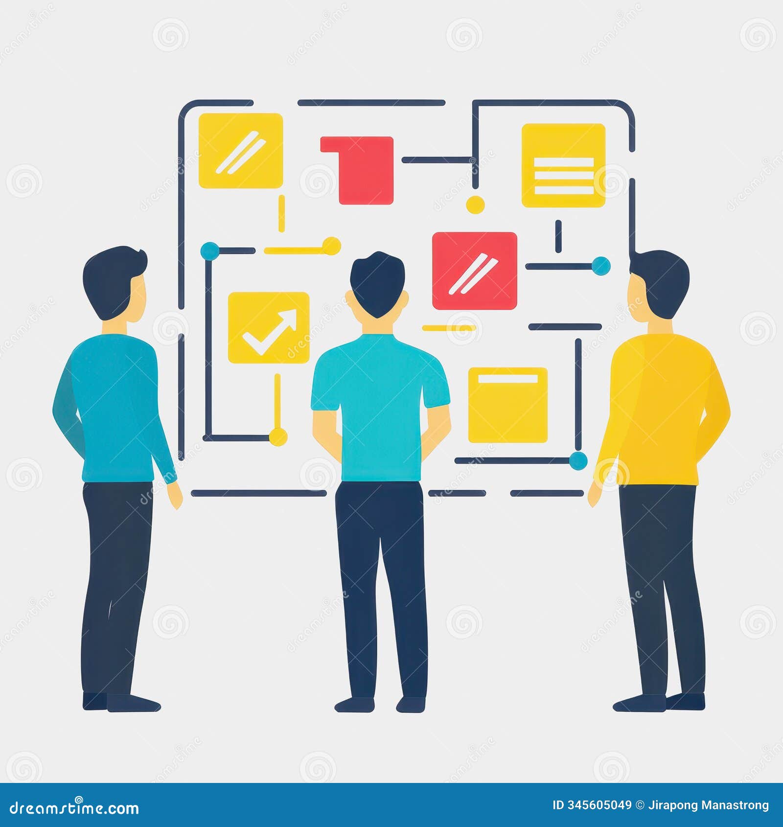 Teamwork Flowchart Hand Drawing On Tablet Pc Stock Photo ...