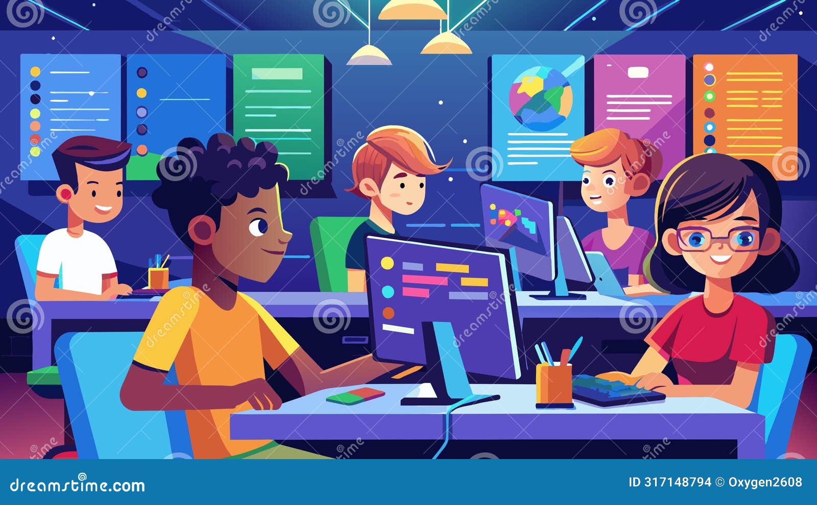 Diverse Team of Young Professionals Working in Tech Office Stock ...