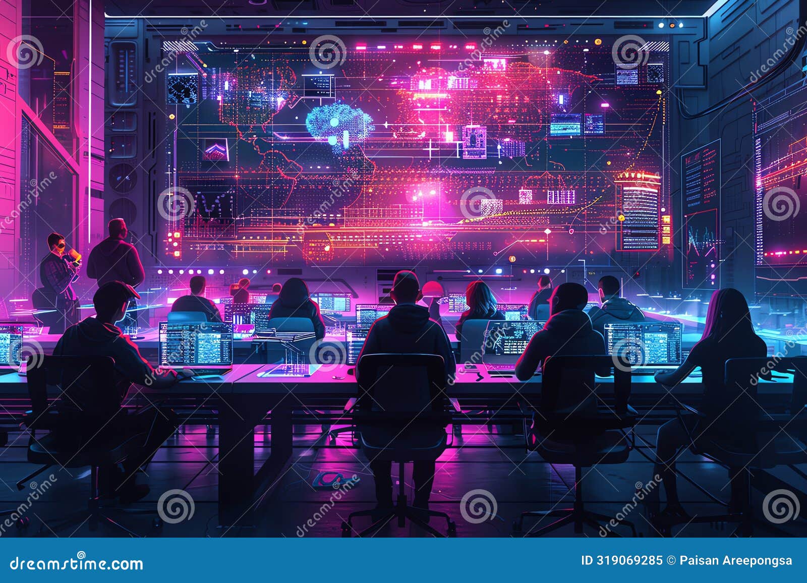 Diverse Tech Team Optimizing Server Setups, Modern Data Center, Dynamic ...