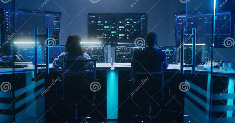 Diverse it Technical Specialists Work on Computers in Monitoring Office ...