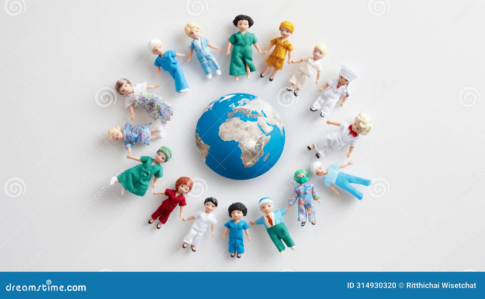 Diverse Toy Figures Representing Various Professions Encircle a Globe ...
