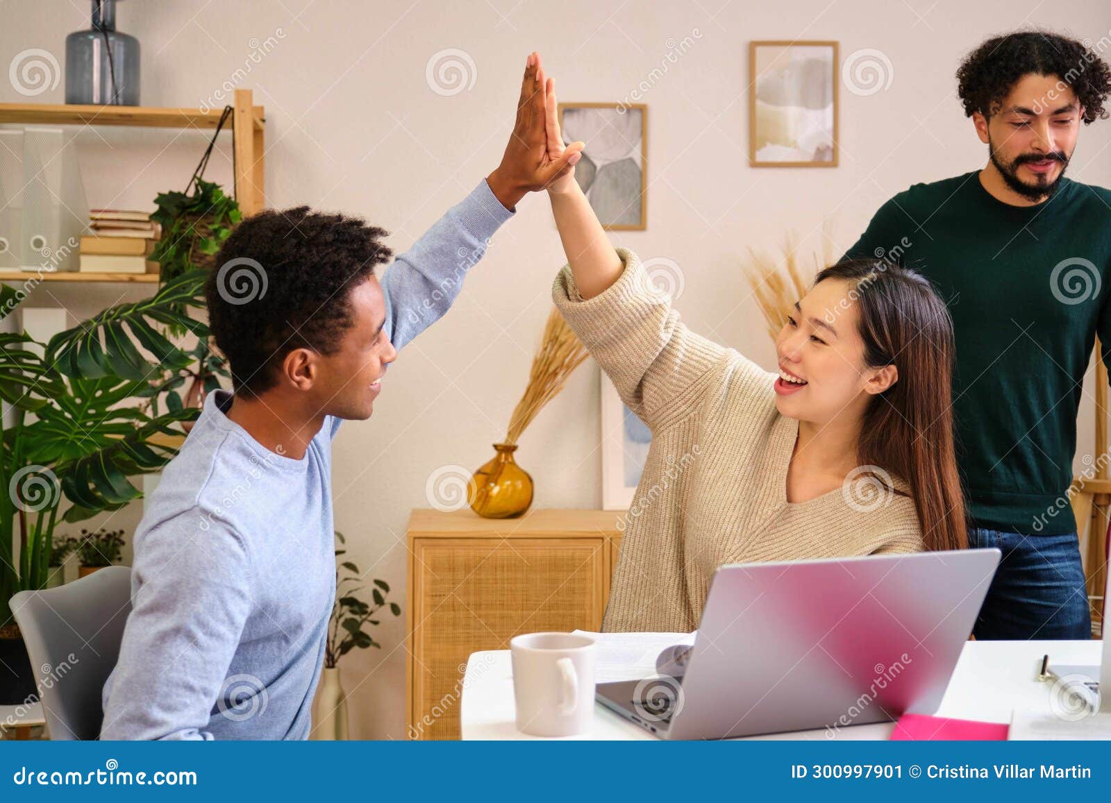 Diverse University Colleagues Celebrating Good Grades on the University ...