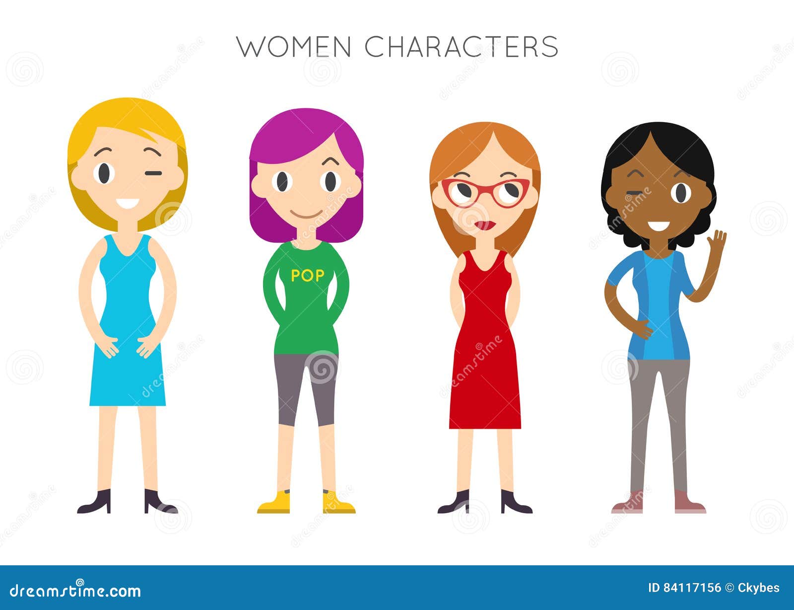 Diverse Vector People Set. Women, Different Poses Stock Illustration ...