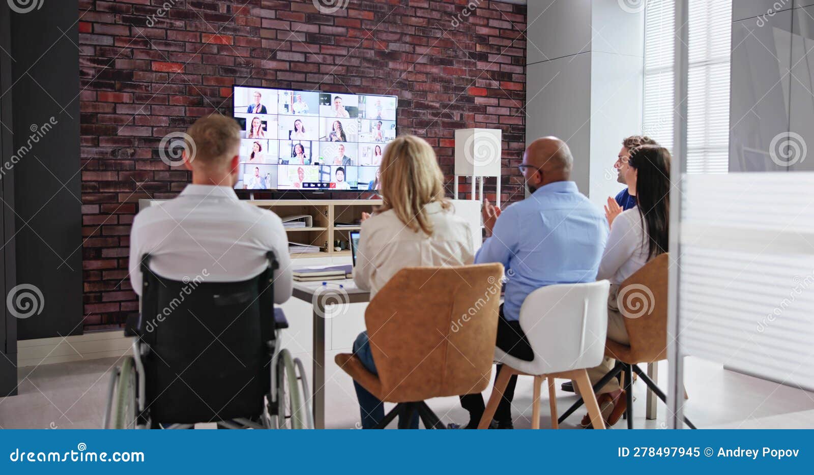Diverse Video Conference Virtual Team Stock Image - Image of virtual ...