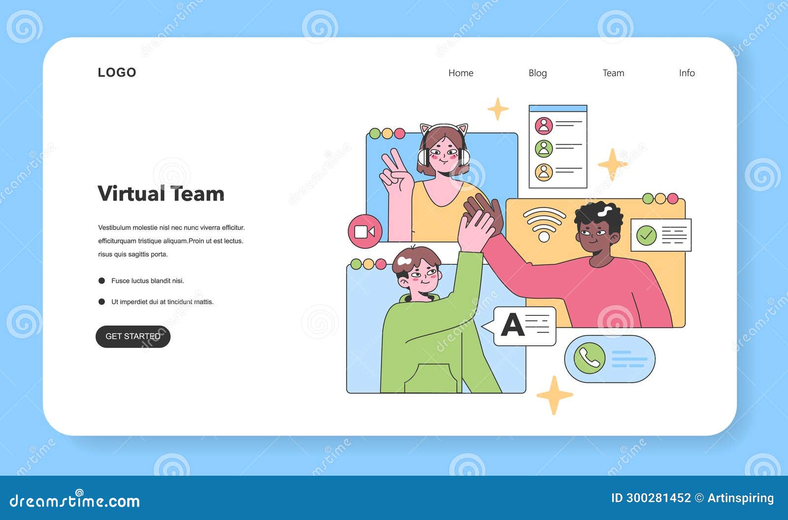 Diverse Virtual Team Engaging through Online Platforms Stock Vector ...