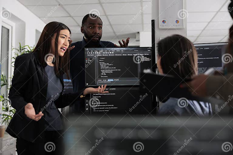 Diverse Web Developers Collaborating about Programming Project Stock Photo - Image of data ...