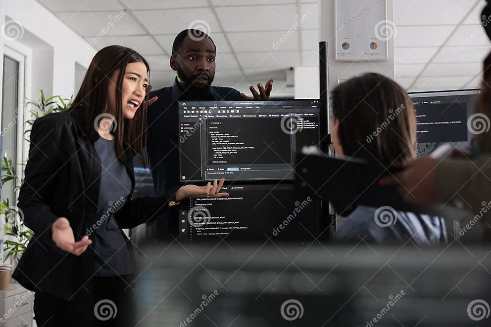 Diverse Web Developers Collaborating about Programming Project Stock Photo - Image of data ...