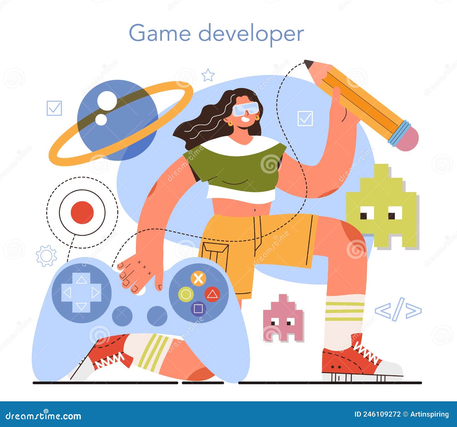 Diverse Women in AI and STEM Concept. Female Game Developer Stock ...