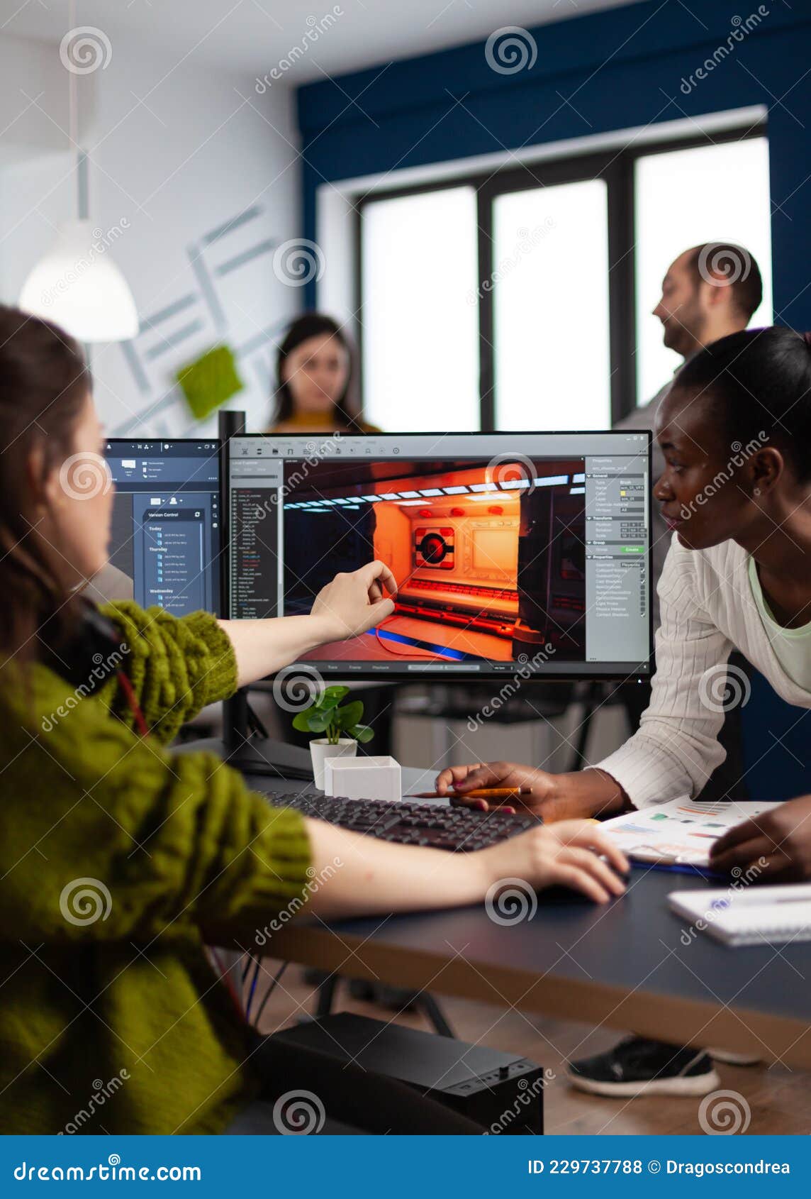 Diverse Women Game Developers Creating Game Interface Stock Photo ...