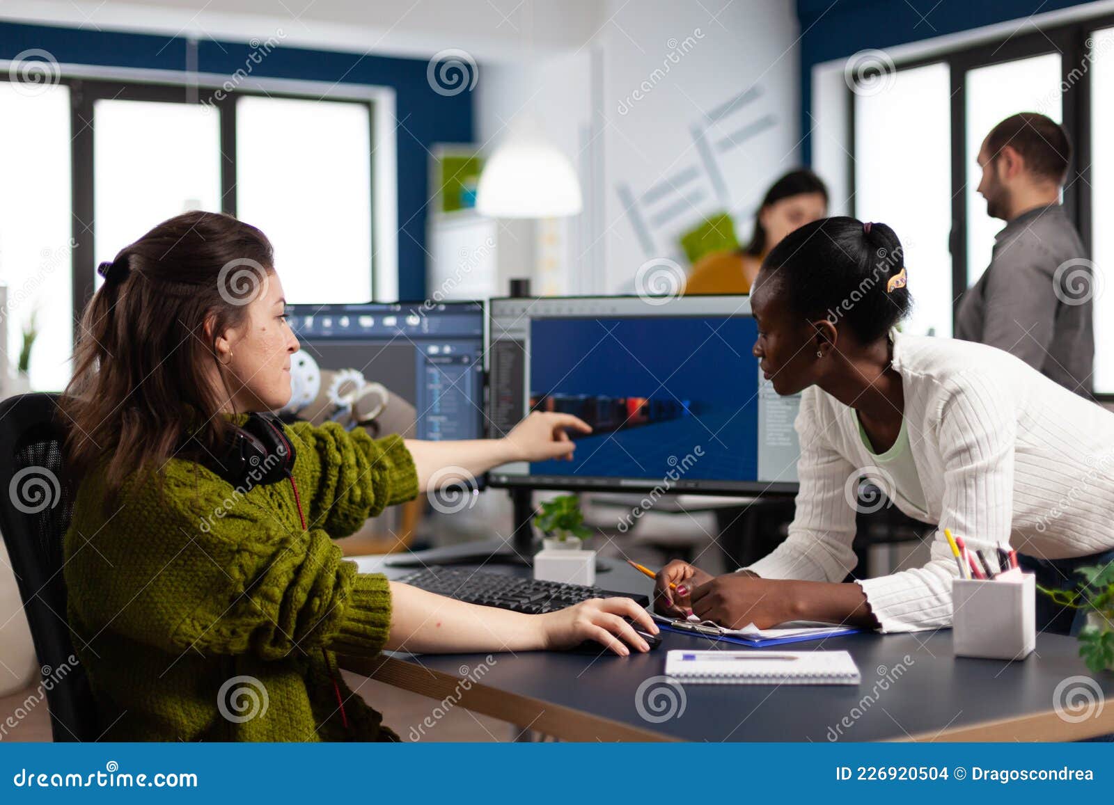 Diverse Women Game Developers Creating Game Interface Stock Photo ...