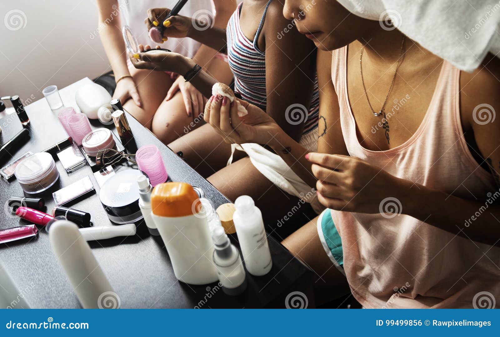Diverse Women with Makeup Cosmetics Stock Photo - Image of body, beauty ...