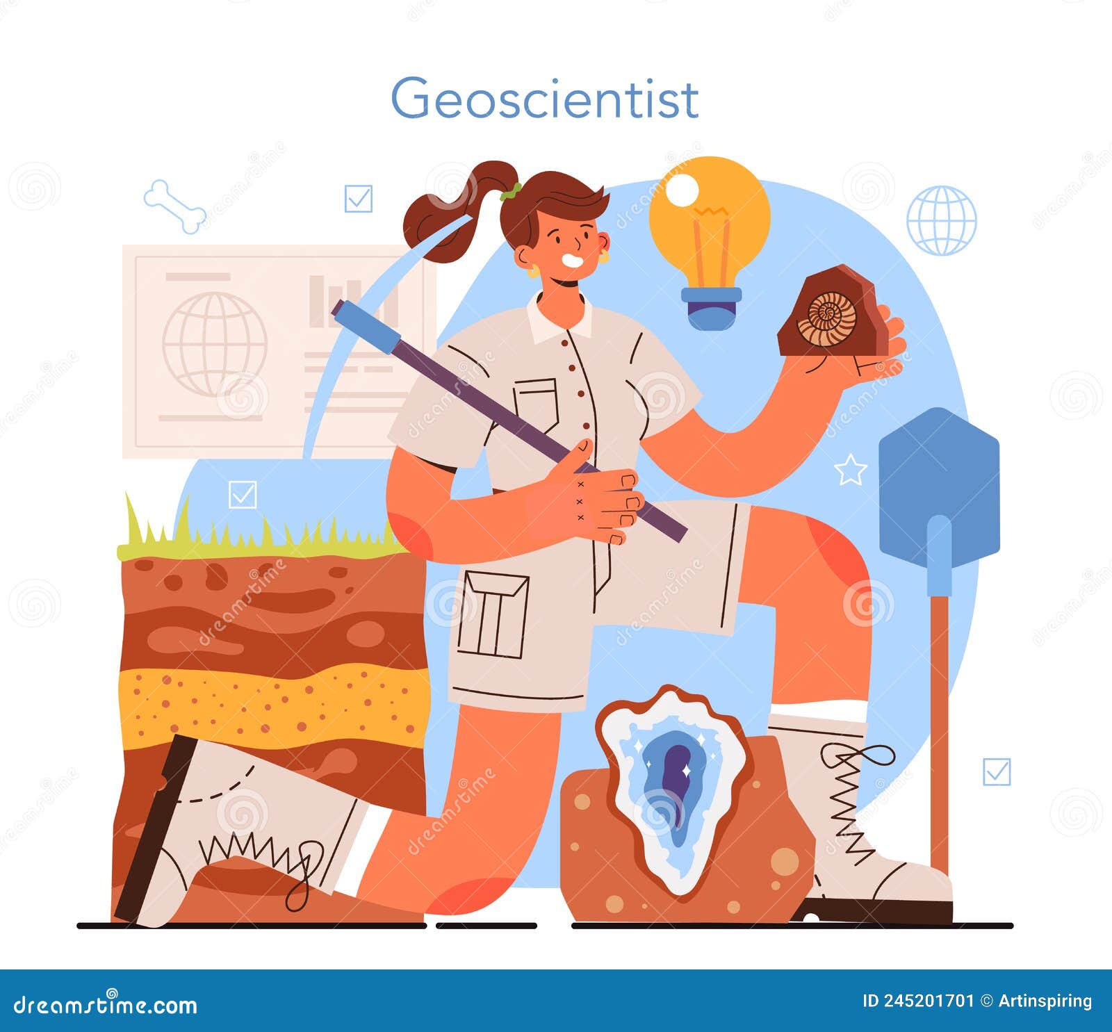 Diverse Women in Science. Female Geoscientist Study Structure Stock ...
