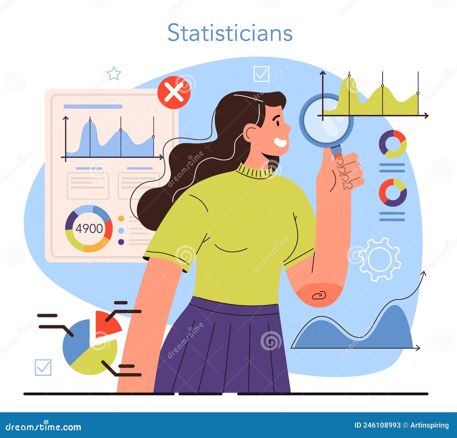 Diverse Women in Science. Female Statistician Working with Data ...