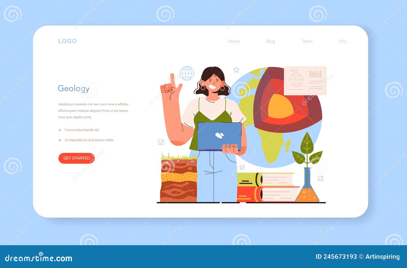Geologist Landing Page Design Template For Geology Profession And ...