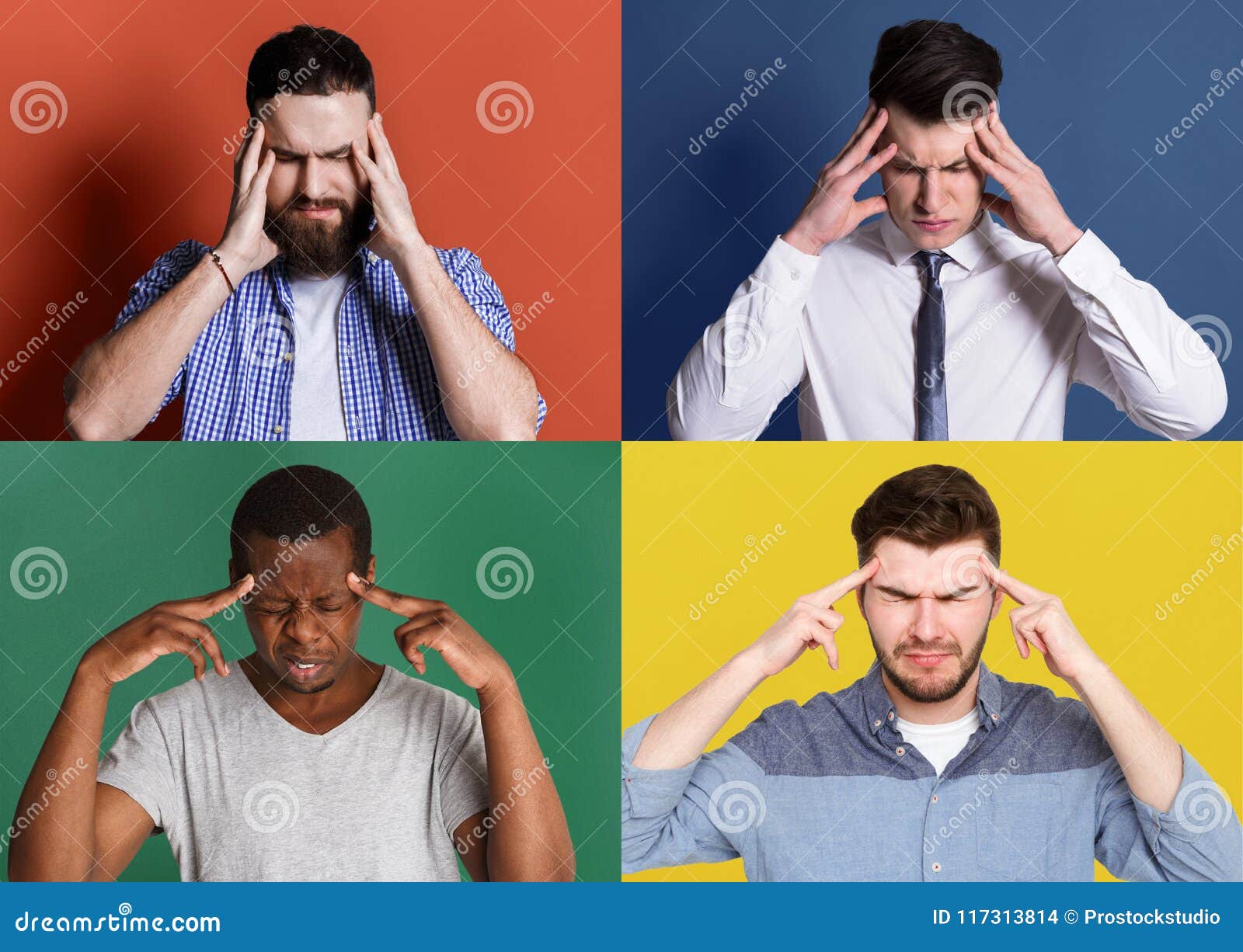 Diverse Young Men Thinking about Something Stock Photo - Image of ...