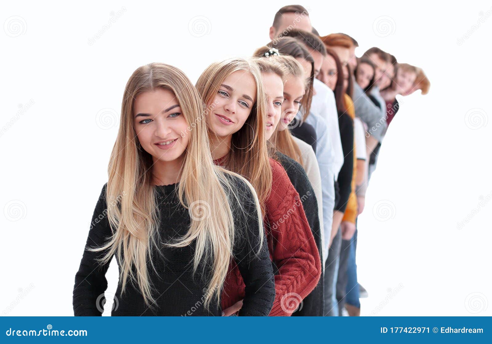 Diverse Young People Lined Up. Photo with Copy Space Stock Image ...