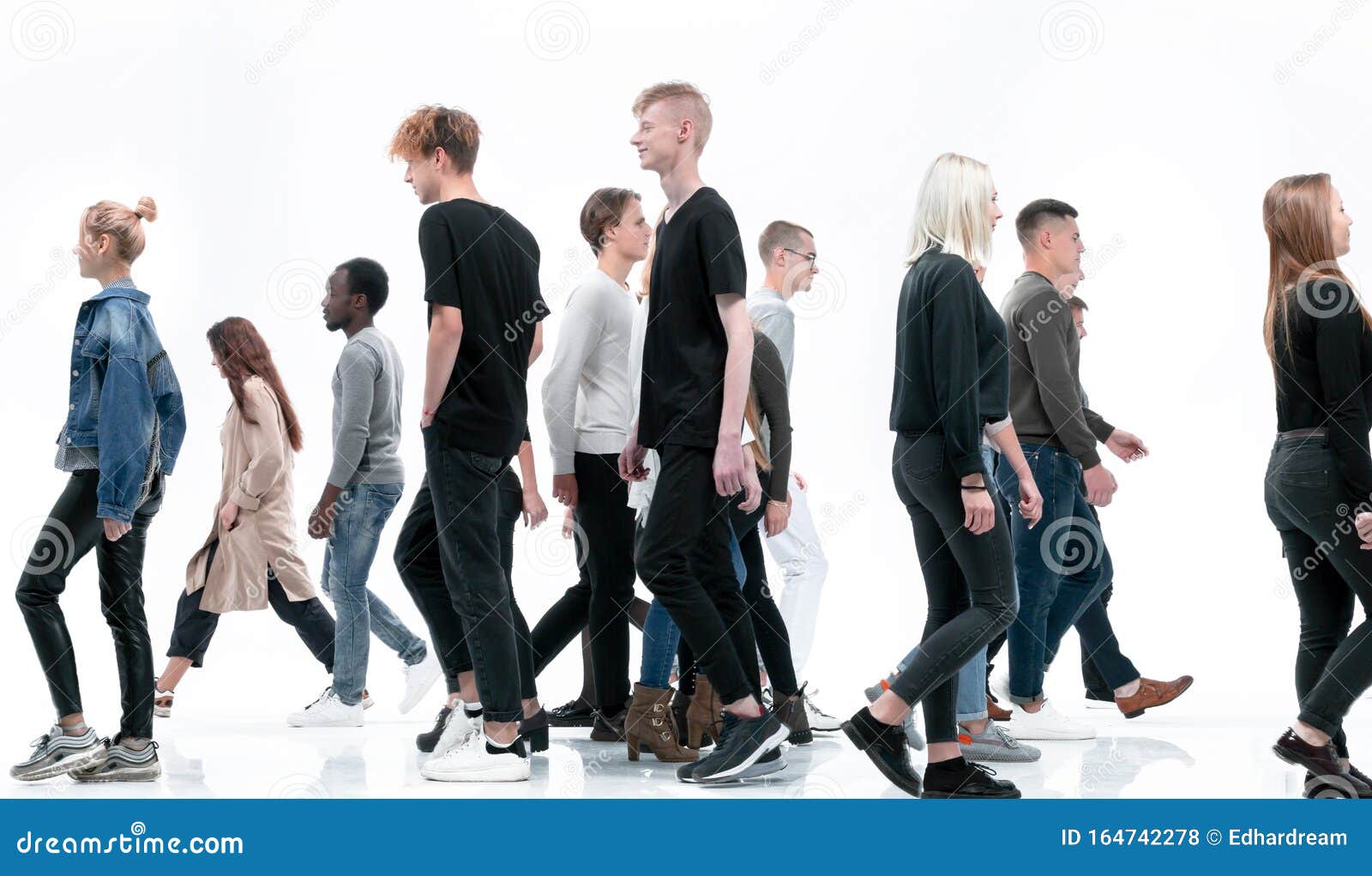 Diverse Young People Walking in Different Directions. Stock Photo ...