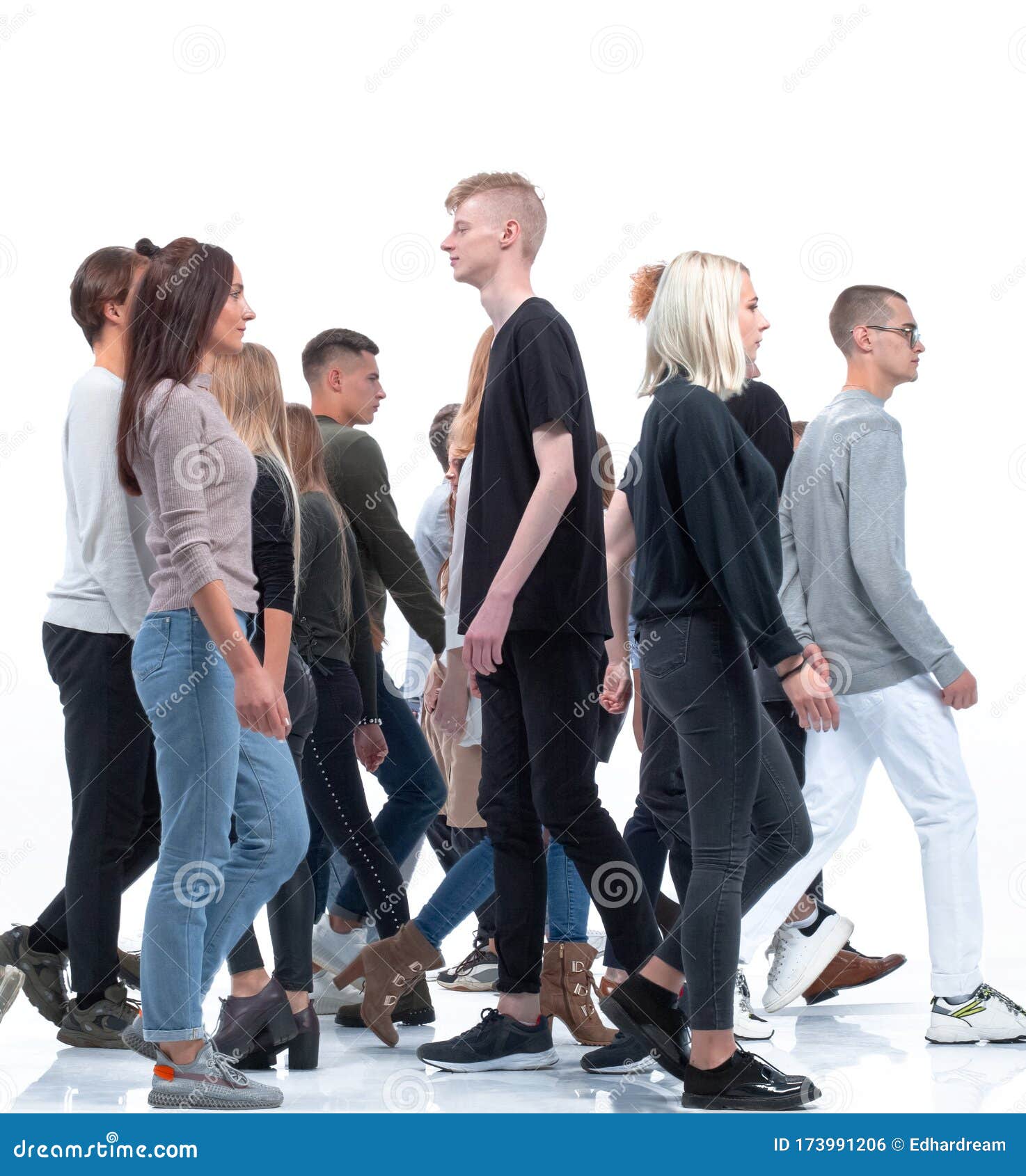 Diverse Young People Walking in Different Directions. Stock Photo ...