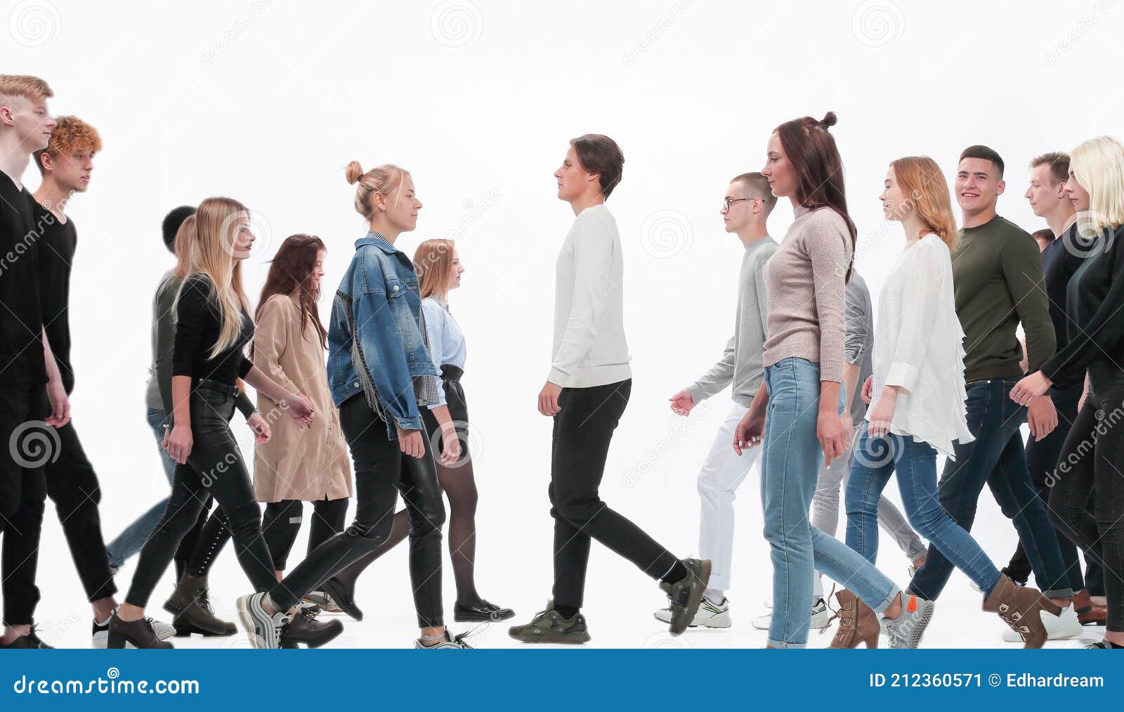 Diverse Young People Walking in Different Directions. Stock Image ...