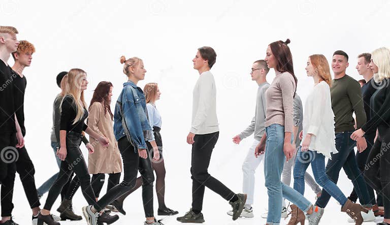 Diverse Young People Walking in Different Directions. Stock Image ...