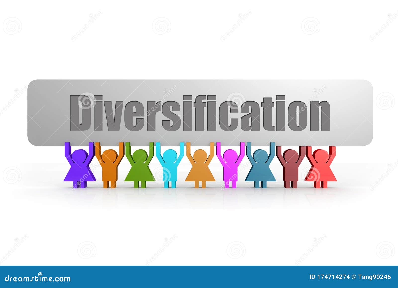 Diversification Word on a Banner Hold by Group of Puppets Stock ...