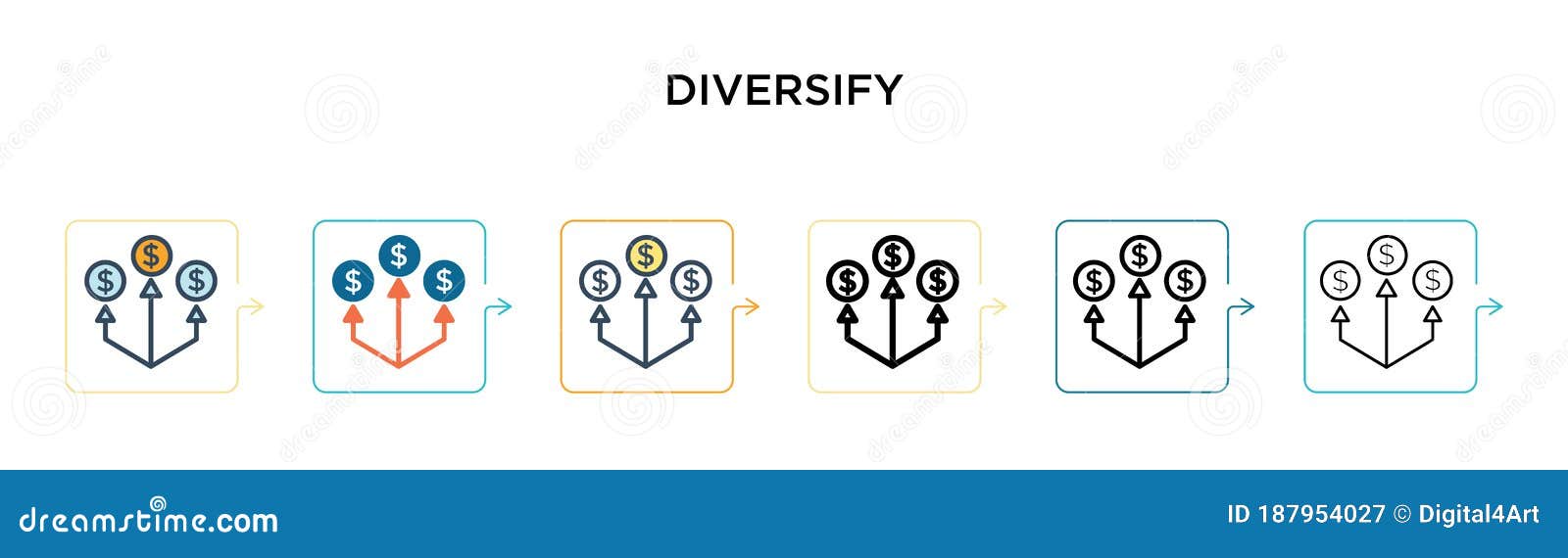 Diversify Vector Icon in 6 Different Modern Styles. Black, Two Colored ...