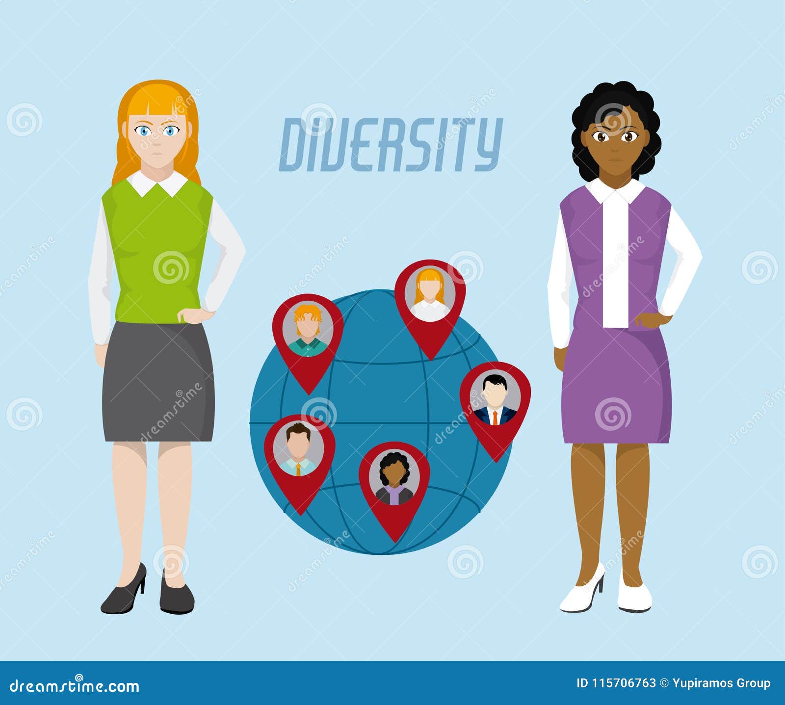 Diversiteit rond de wereld vector illustratie. Illustration of wijfje ...