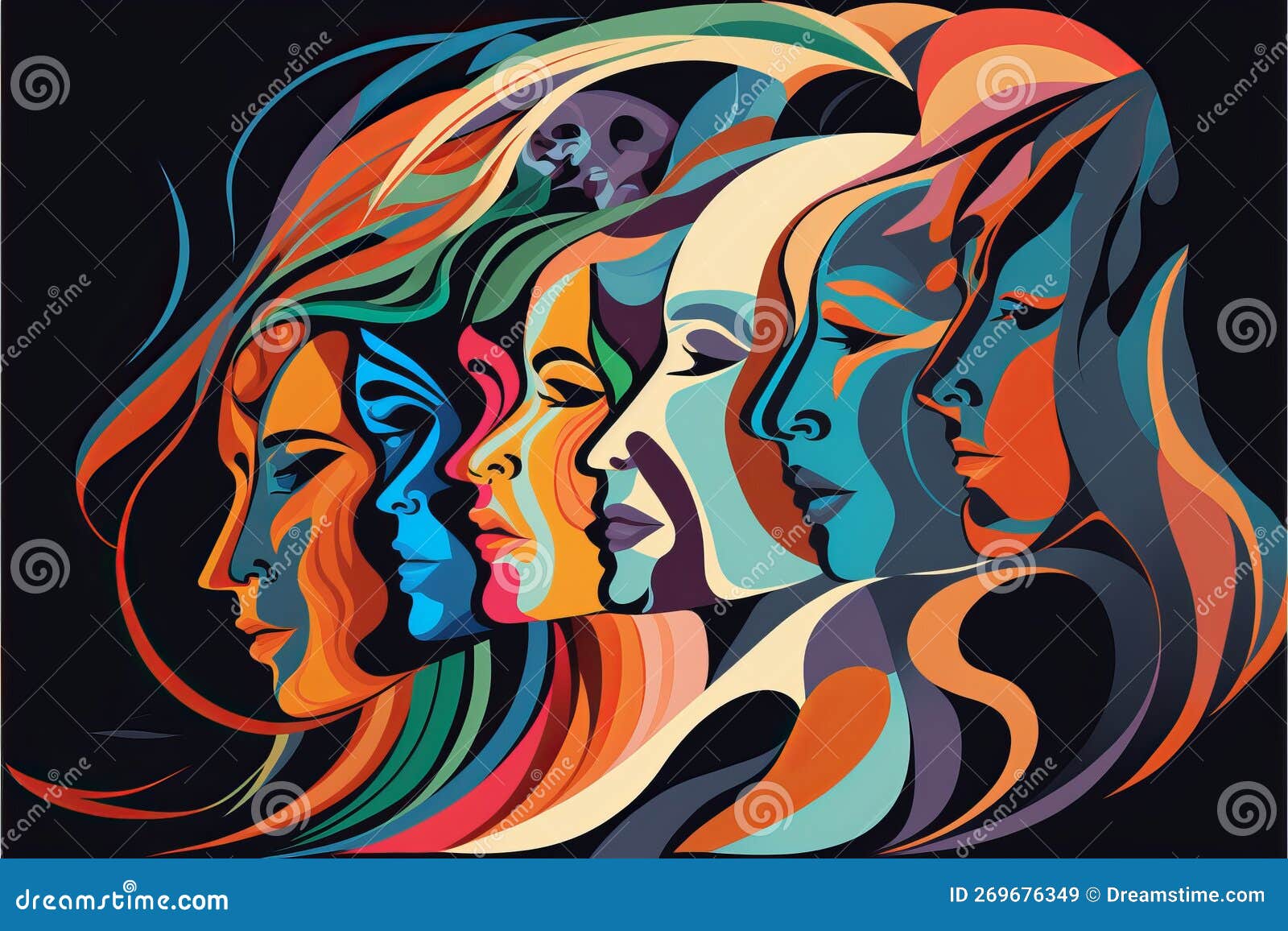 Diversity Abstract Art (generative AI) Stock Illustration ...