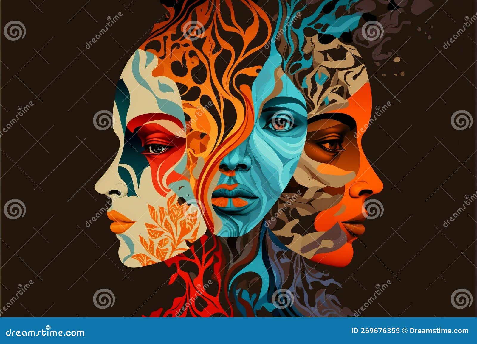 Diversity Abstract Art (generative AI) Stock Illustration ...