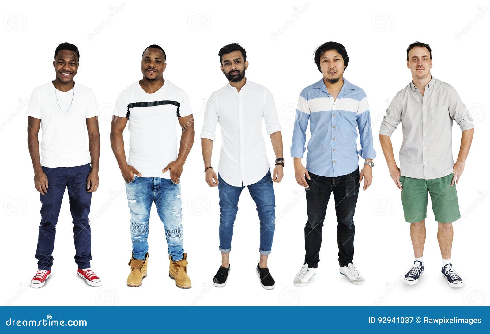 Diversity Adult Men Set Gesture Standing Together Studio Isolate Stock ...