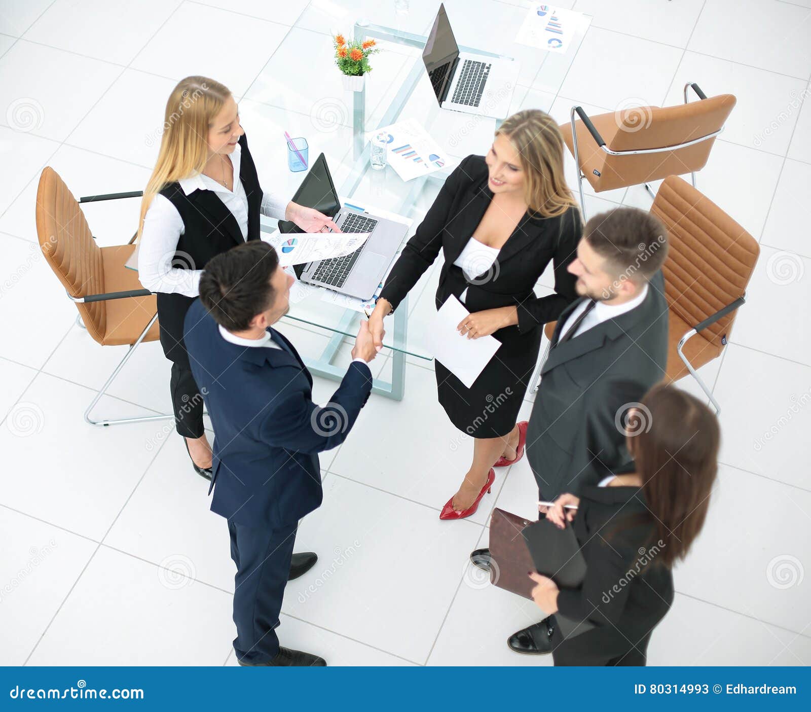 Diversity Business Team Concluding Contract with Handshake in a Stock ...