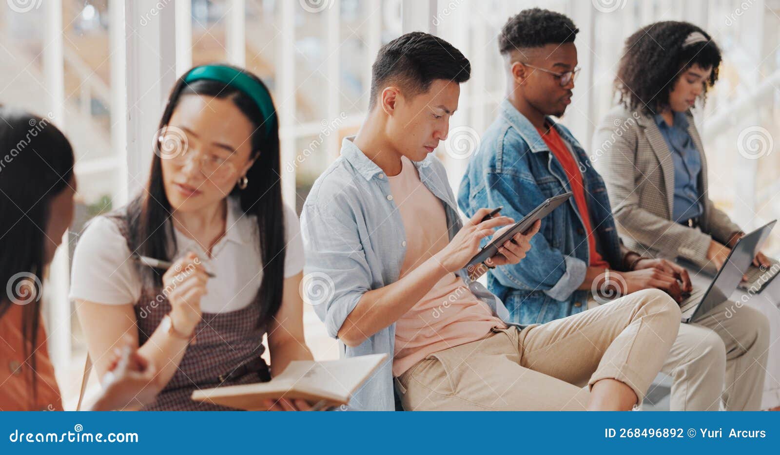 Diversity Campus Students with Notebook, Technology and Study for ...