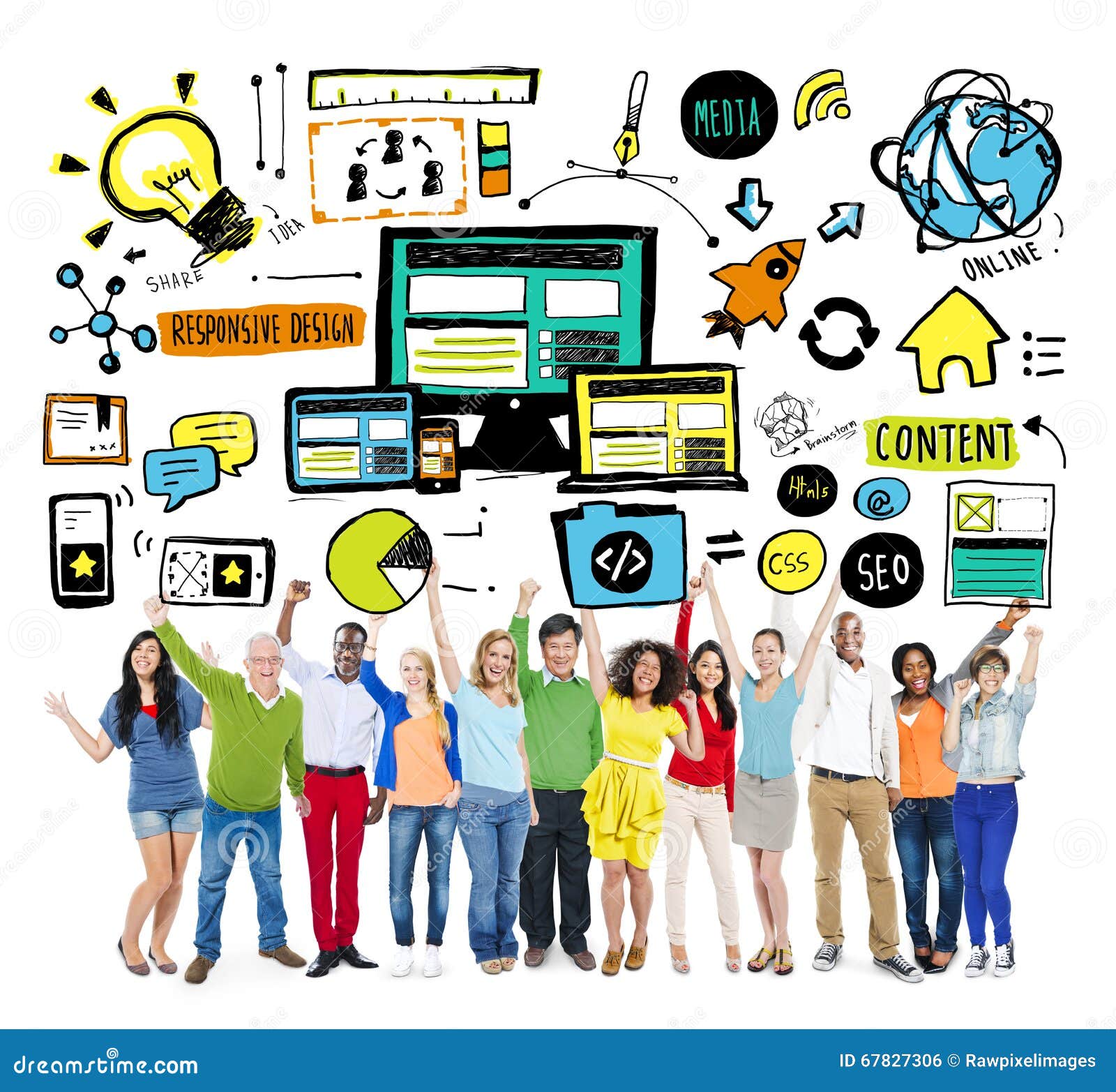 Diversity Casual People Responsive Design Celebration Community Stock ...