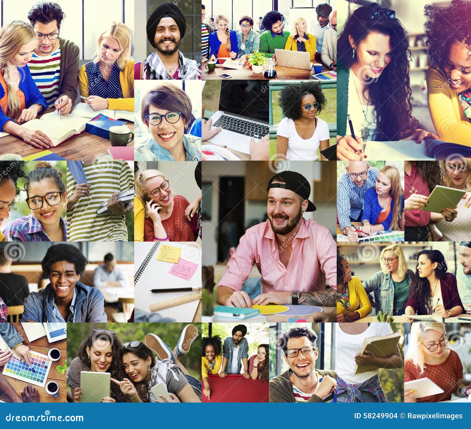 Diversity College Student Digital Devices Teamwork Concept Stock Photo ...