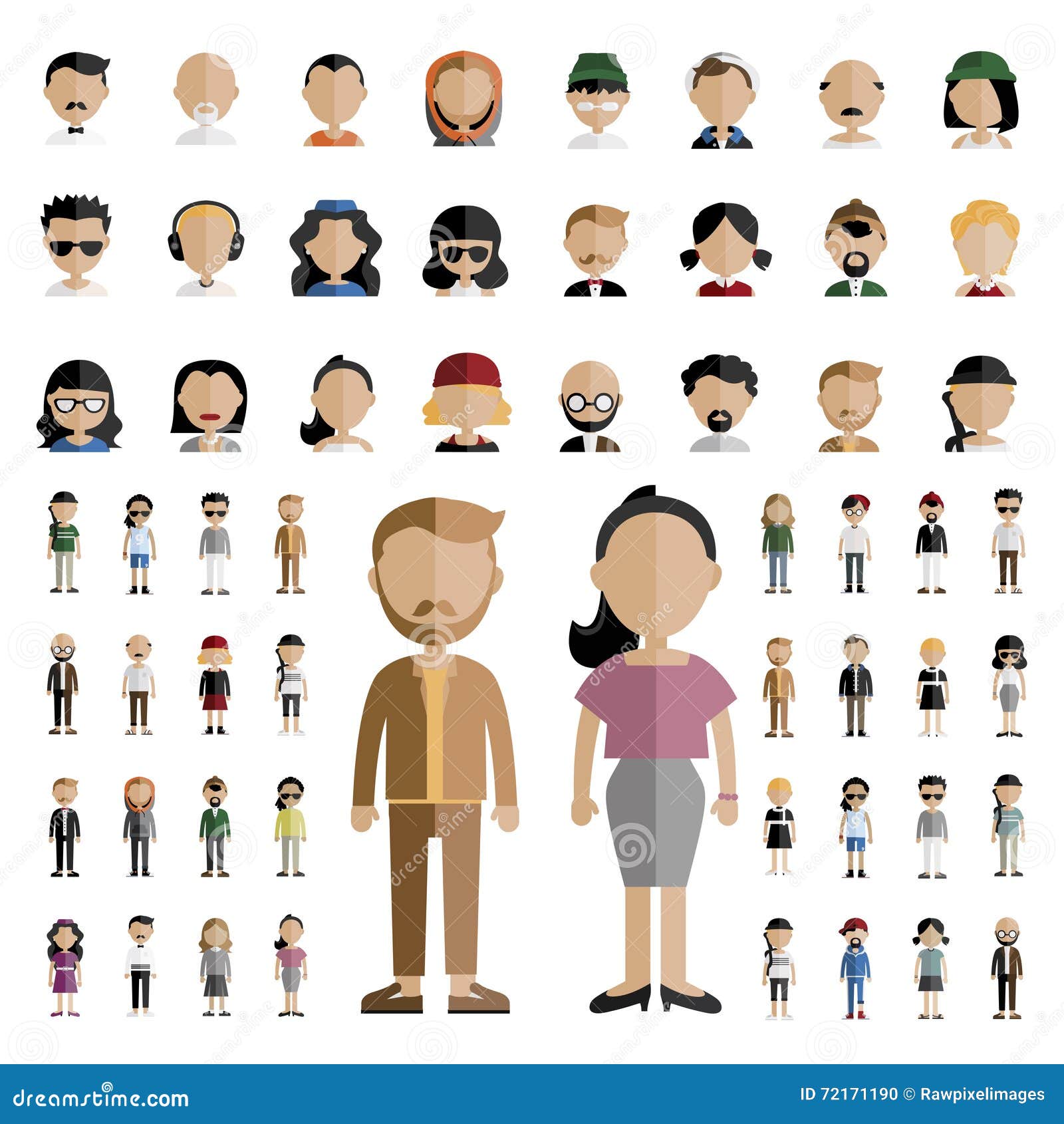 Diversity Community People Flat Design Icons Concept Stock Vector ...