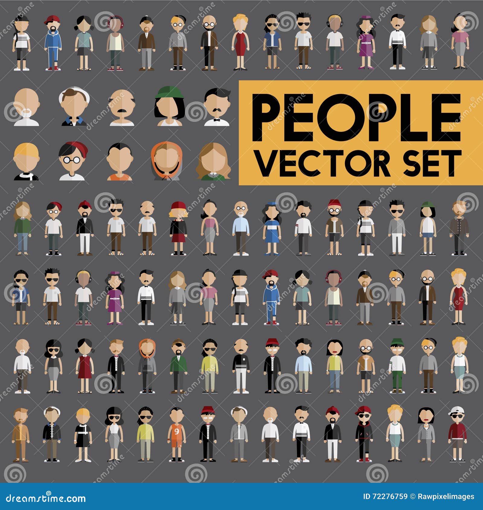 Diversity Community People Flat Design Icons Concept Stock Vector ...