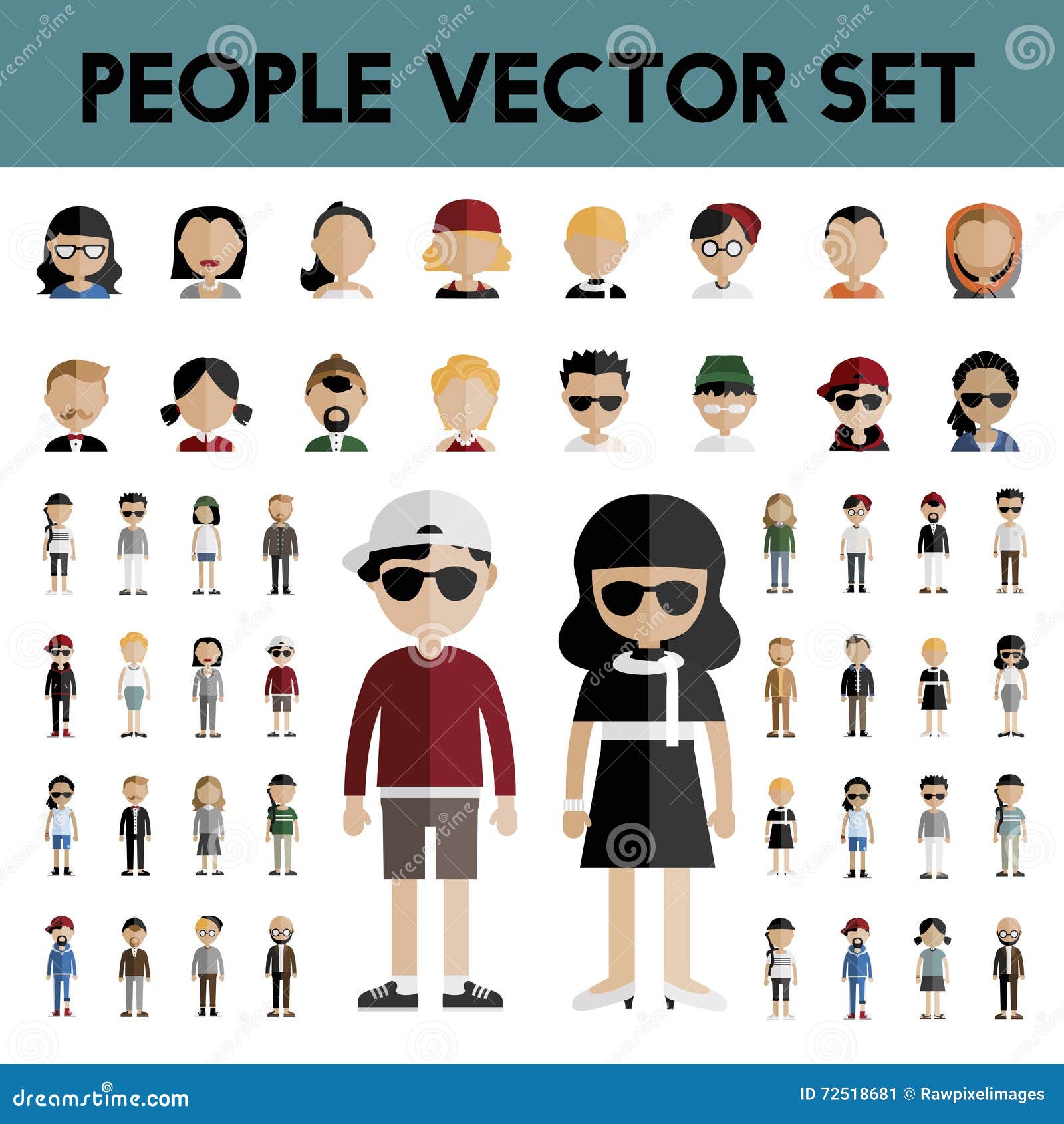 Diversity Community People Flat Design Icons Concept Stock Vector ...