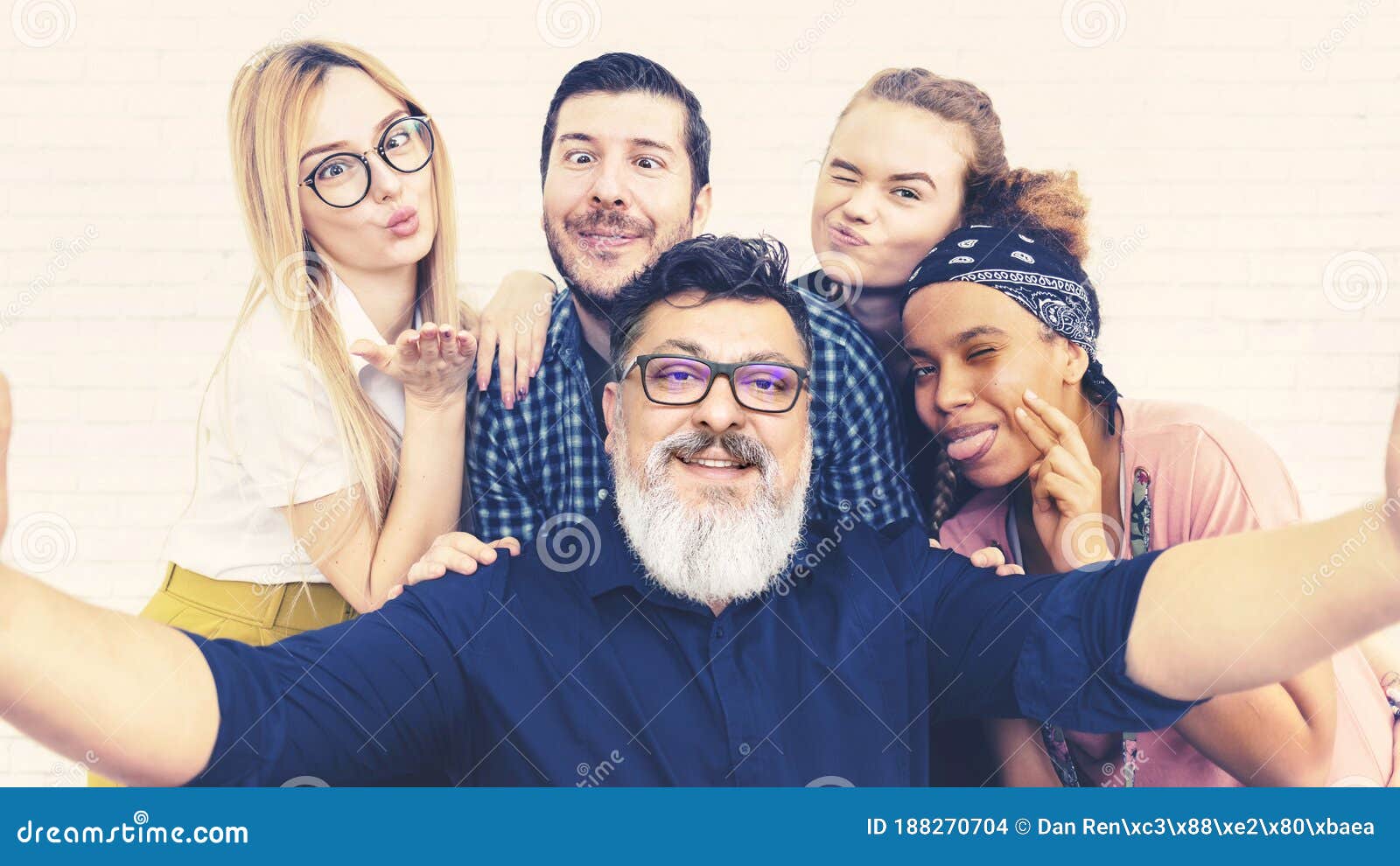 Diversity Concept with Group of Mixed Race Friends Taking Selfie at ...