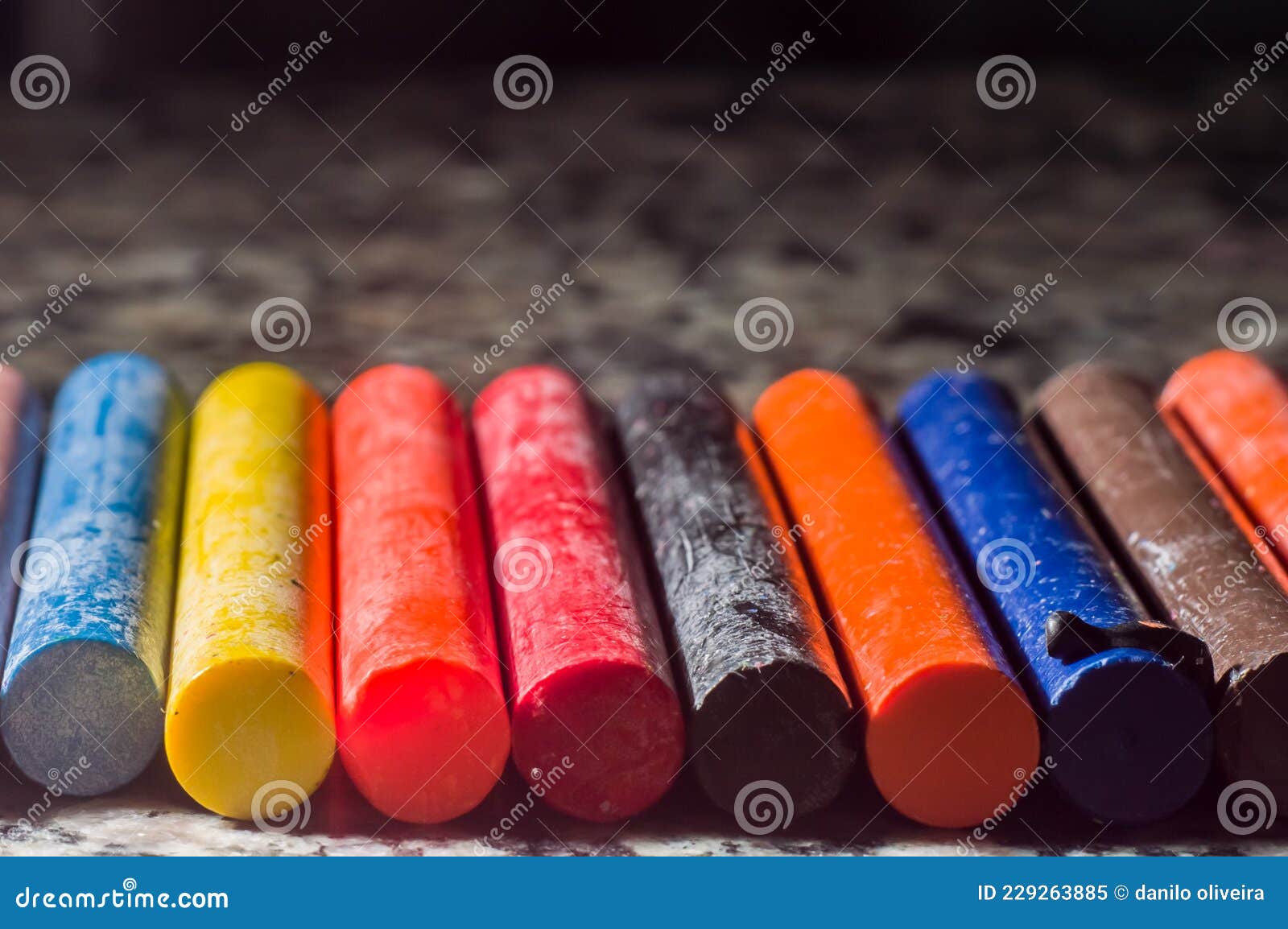 Diversity of Crayons on a Marble Table, with Copy Space and Natural ...