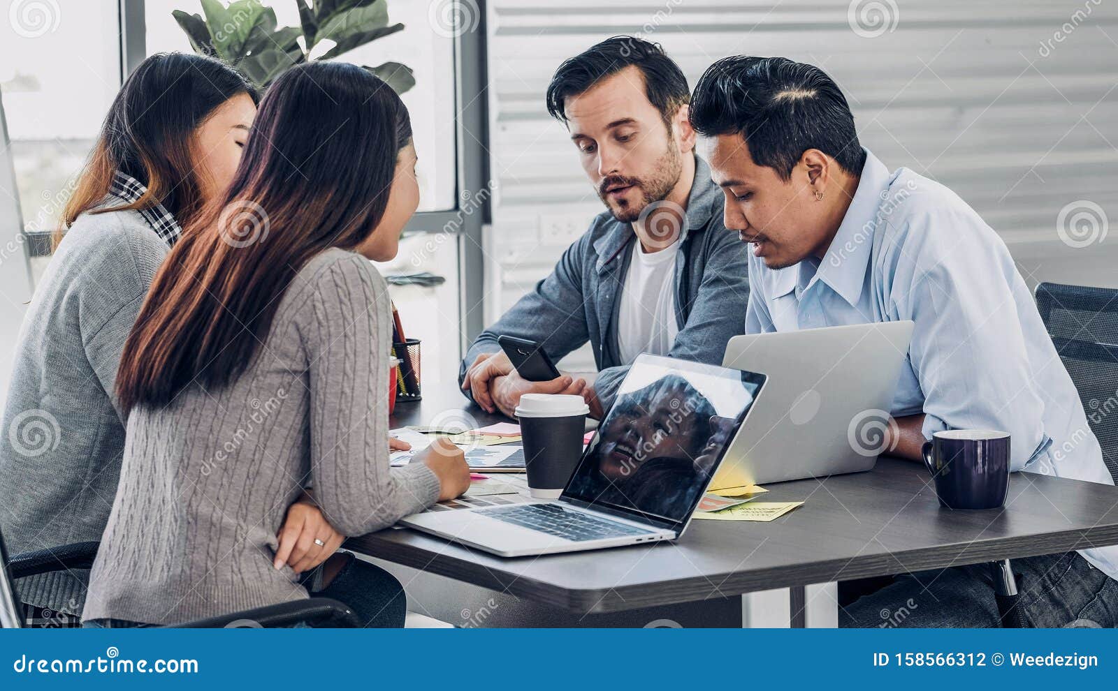 Diversity Creative Designer Team Group Discussion in Office Meeting ...