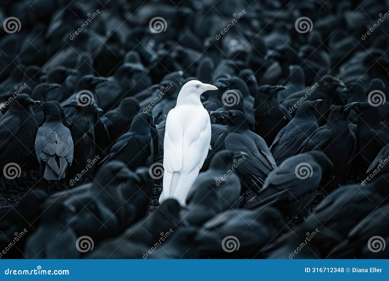 Diversity and Difference Concept, White Raven in Flock of Black Crows ...