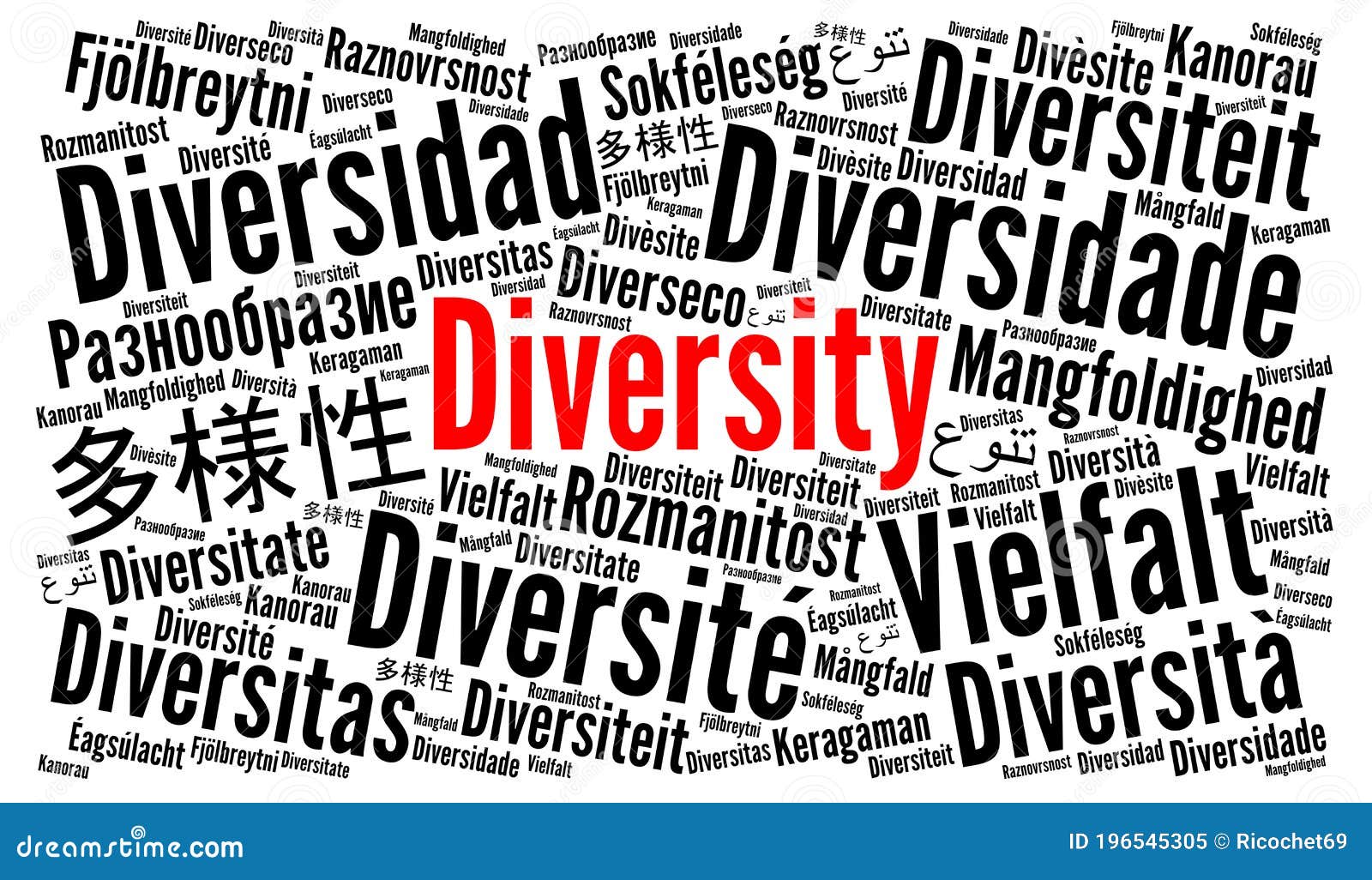 Diversity in Different Languages Word Cloud Stock Illustration ...