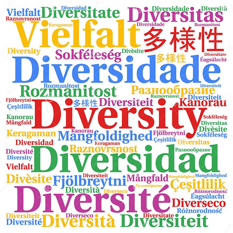 Diversity in Different Languages Word Cloud Stock Illustration ...