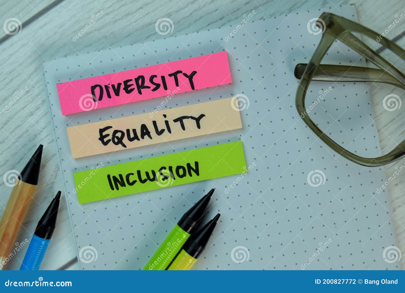 Diversity Equality Inclusion Write on a Sticky Note Isolated on Office ...