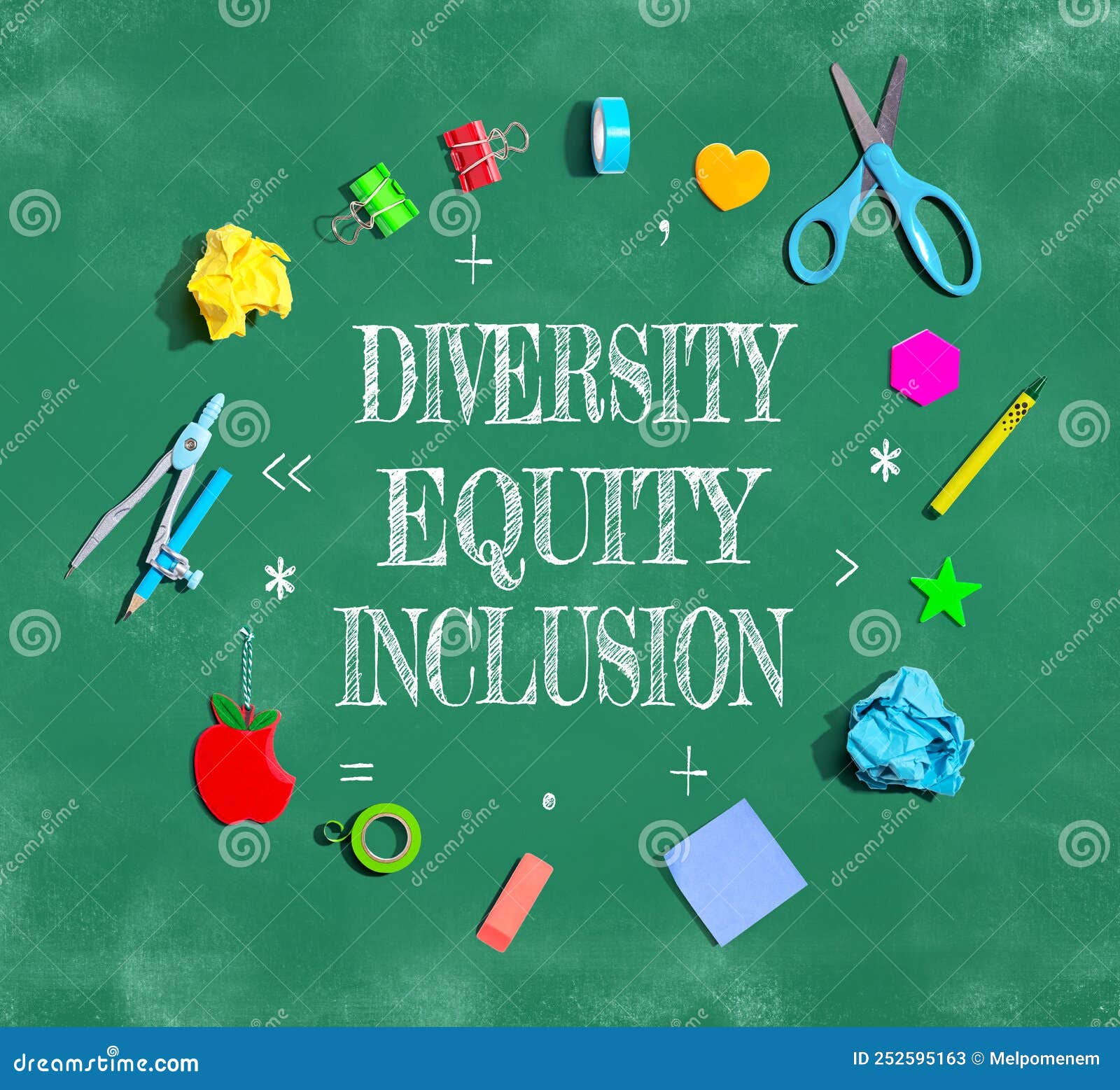 Diversity, Equity and Inclusion Theme with School Supplies on a ...