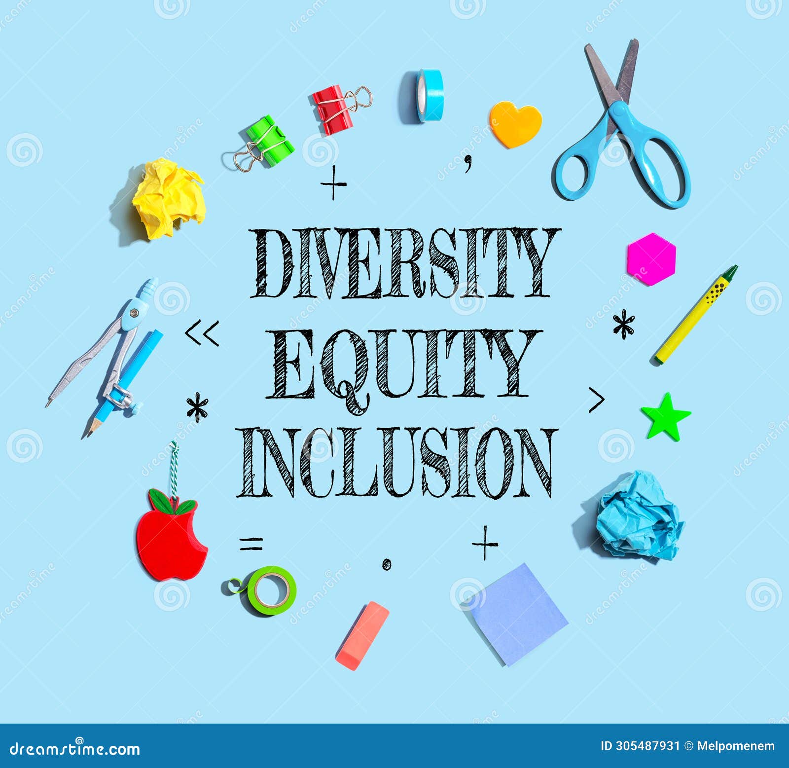 Diversity, Equity and Inclusion Theme with School Supplies - Flat Lay ...