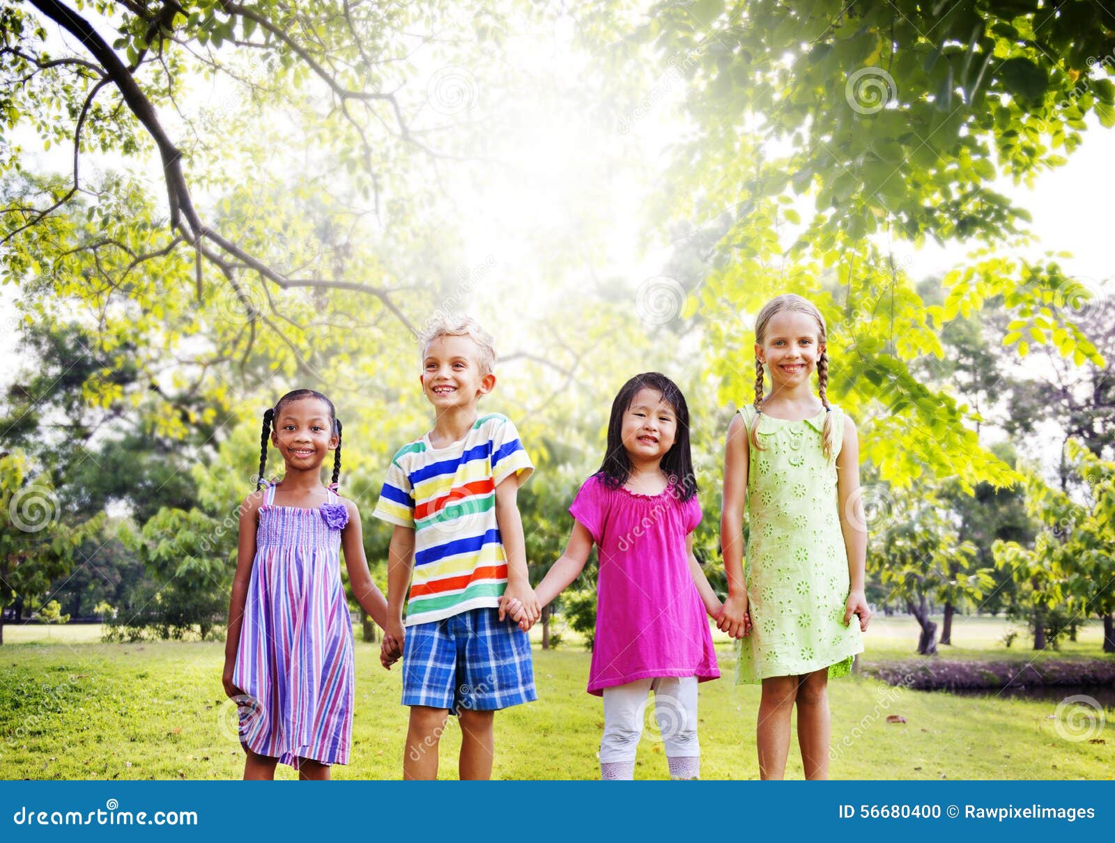 Diversity Friends Children Park Happiness Concept Stock Photo - Image ...