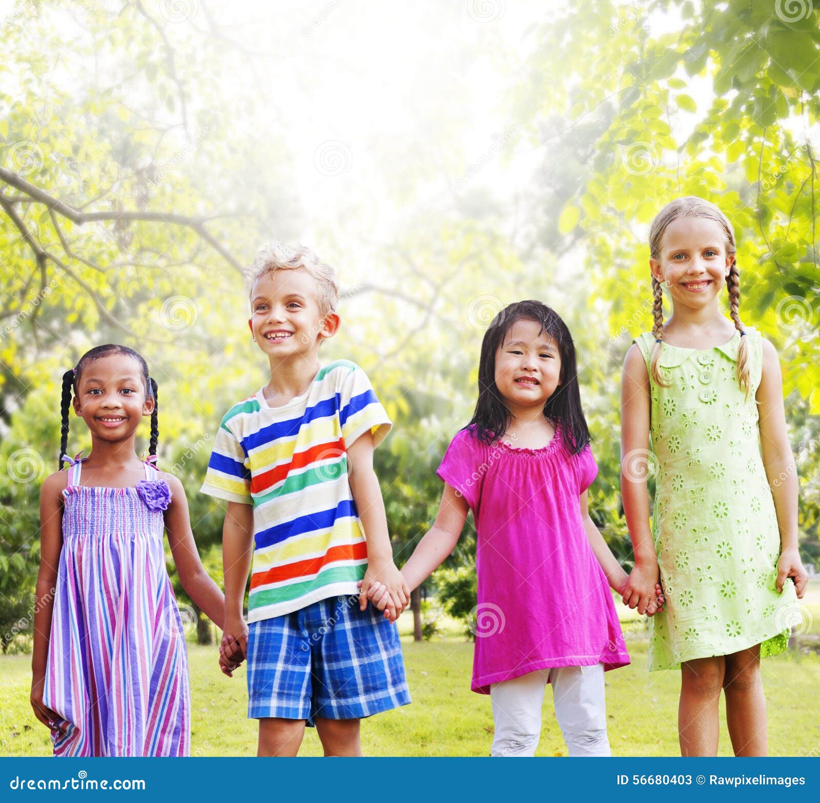 Diversity Friends Children Park Happiness Concept Stock Image - Image ...