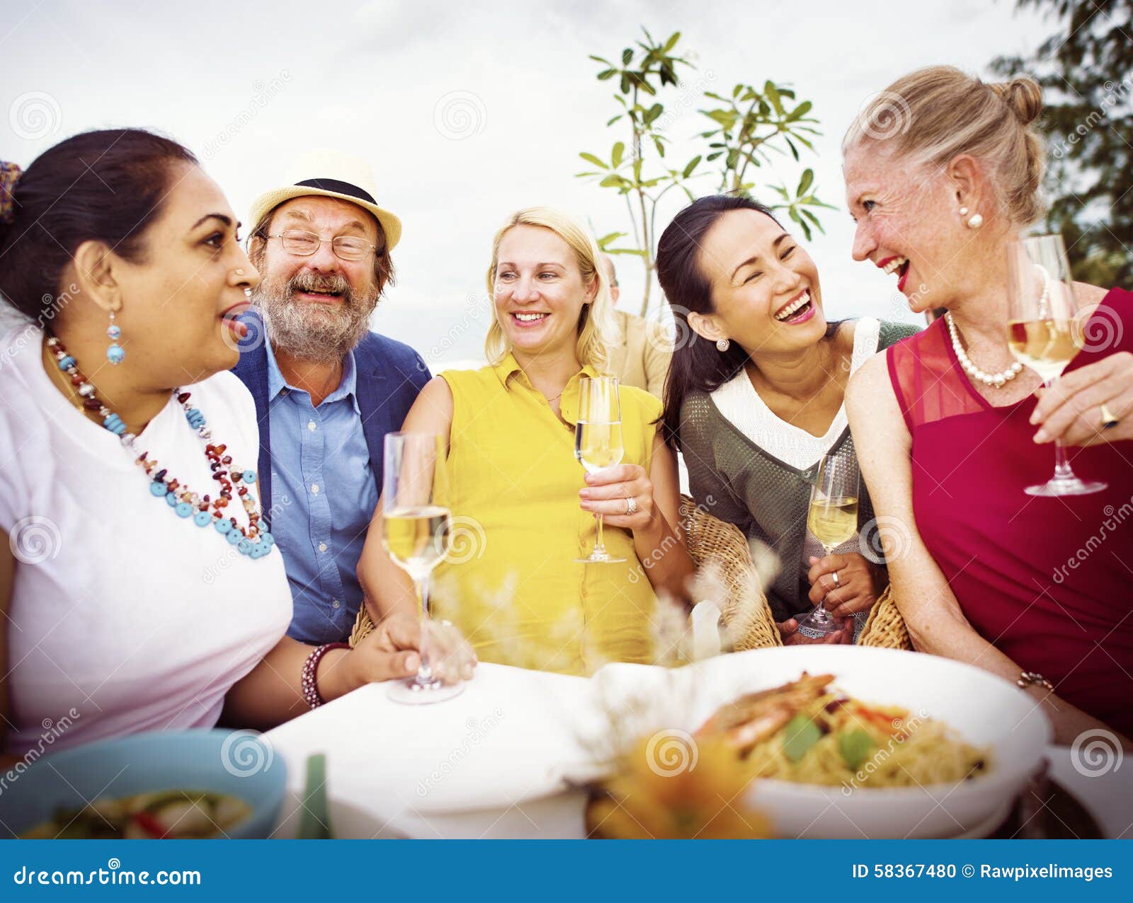 Diversity Friends Hanging Out Party Dining COncept Stock Photo - Image ...