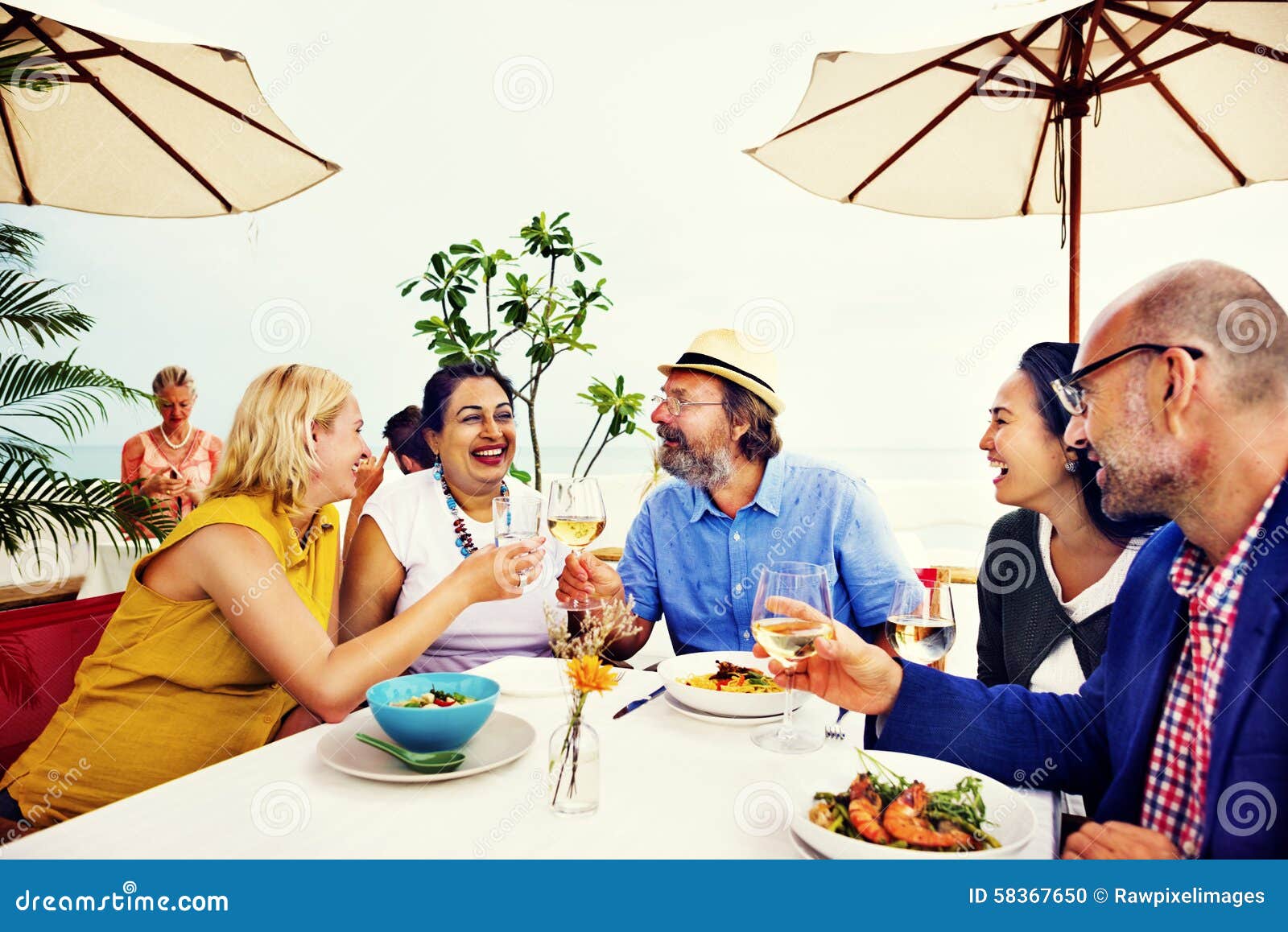 Diversity Friends Hanging Out Party Dining COncept Stock Photo - Image ...